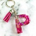 Personalised Pink Glitter Letter Keyring Keychain With Gold Name ...