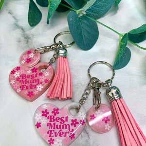 Best Mum Ever Heart Keyring and Trolley Coin Keychain // Custom ...
