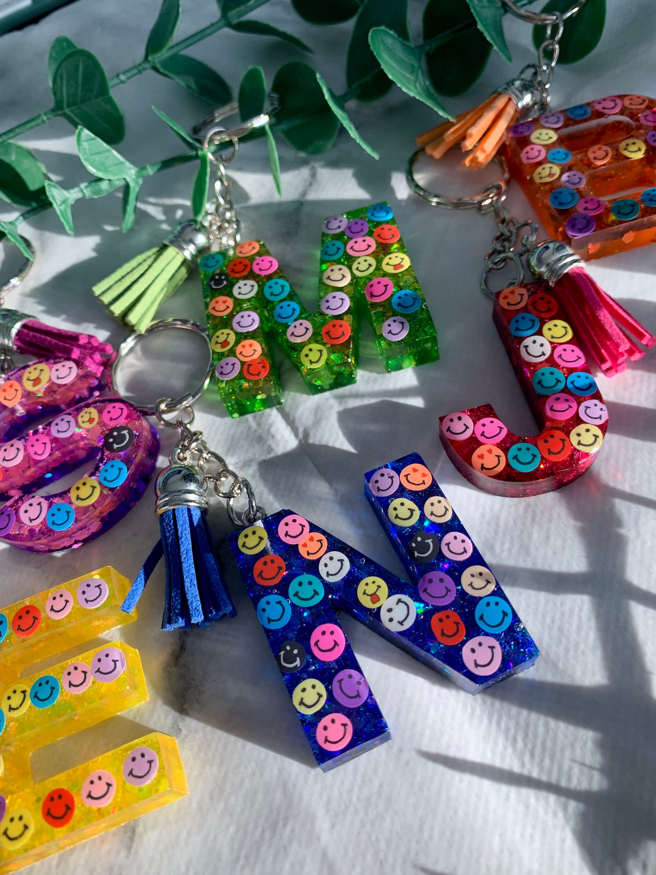 Happy Faces Themed Handmade Resin Keyring // Smile, Faces, Gift for ...