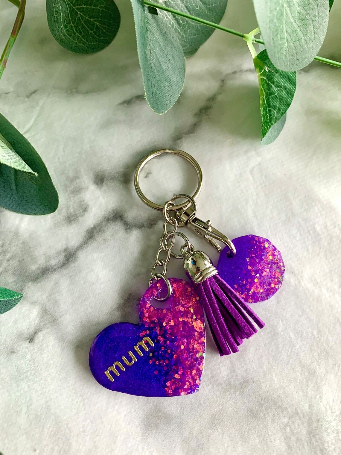 Personalised Mum Keyring Heart and Trolley Coin Keychain // Custom ...