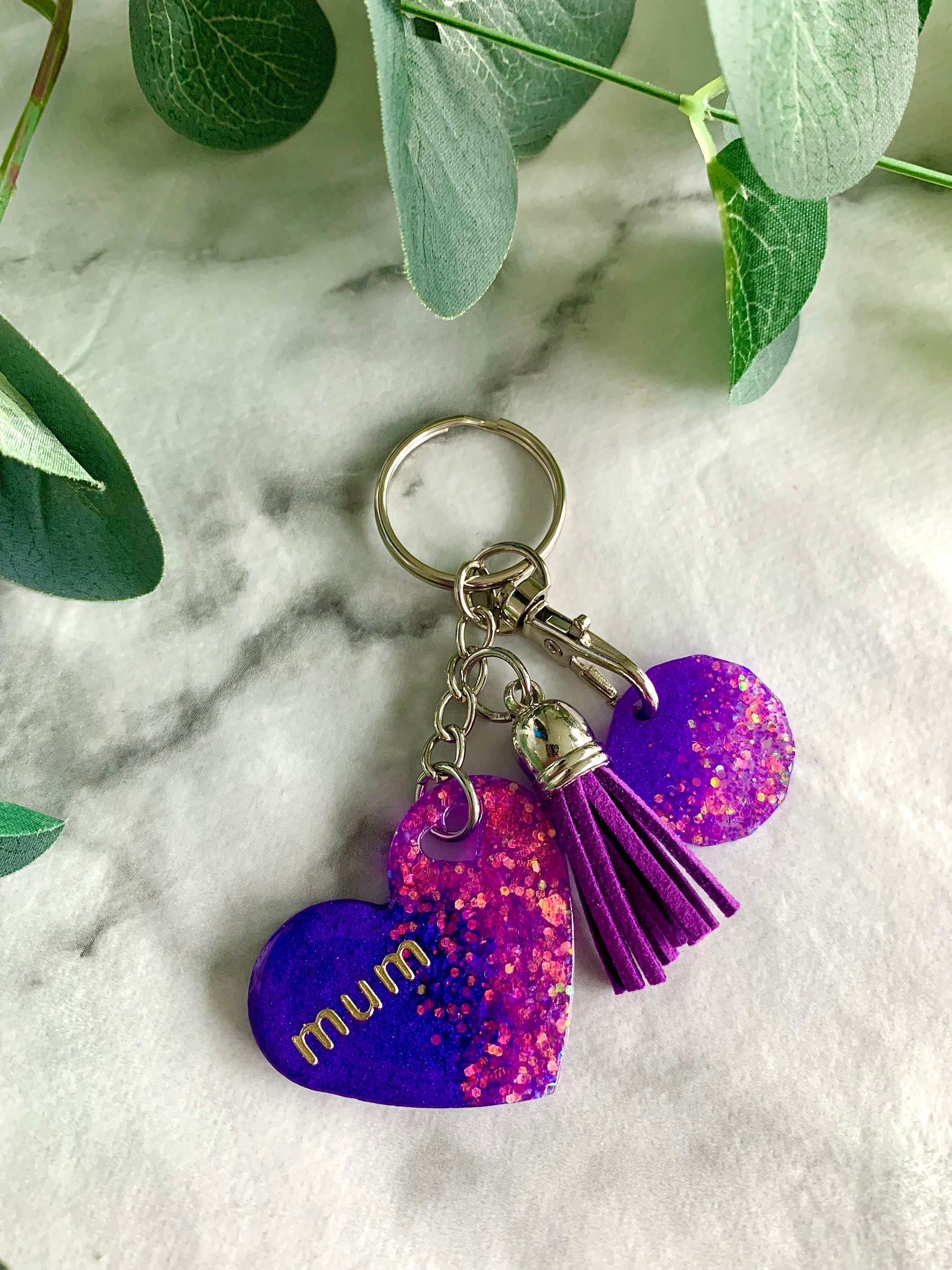Personalised Mum Keyring Heart and Trolley Coin Keychain // Custom ...