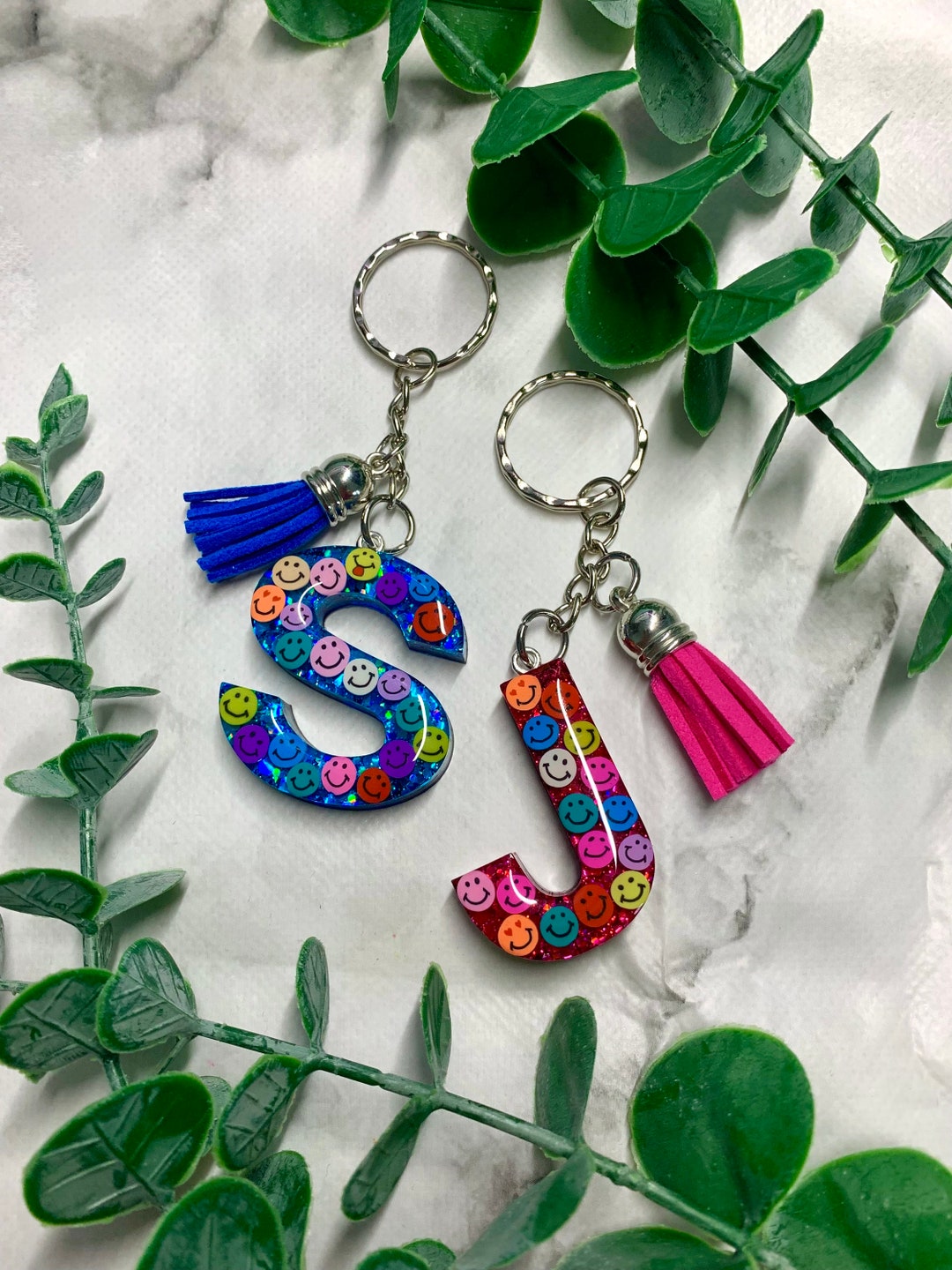 Happy Faces Themed Handmade Resin Keyring // Smile, Faces, Gift for ...