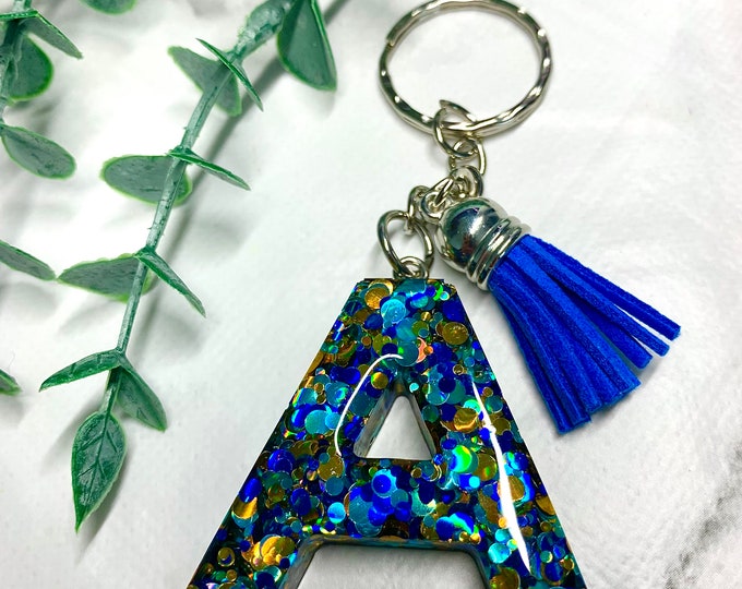 Vintage Blue or Red Monogram Keychain - Key Fob -vintage Letter Key ...