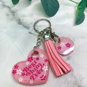 Best Mum Ever Heart Keyring and Trolley Coin Keychain // Custom ...