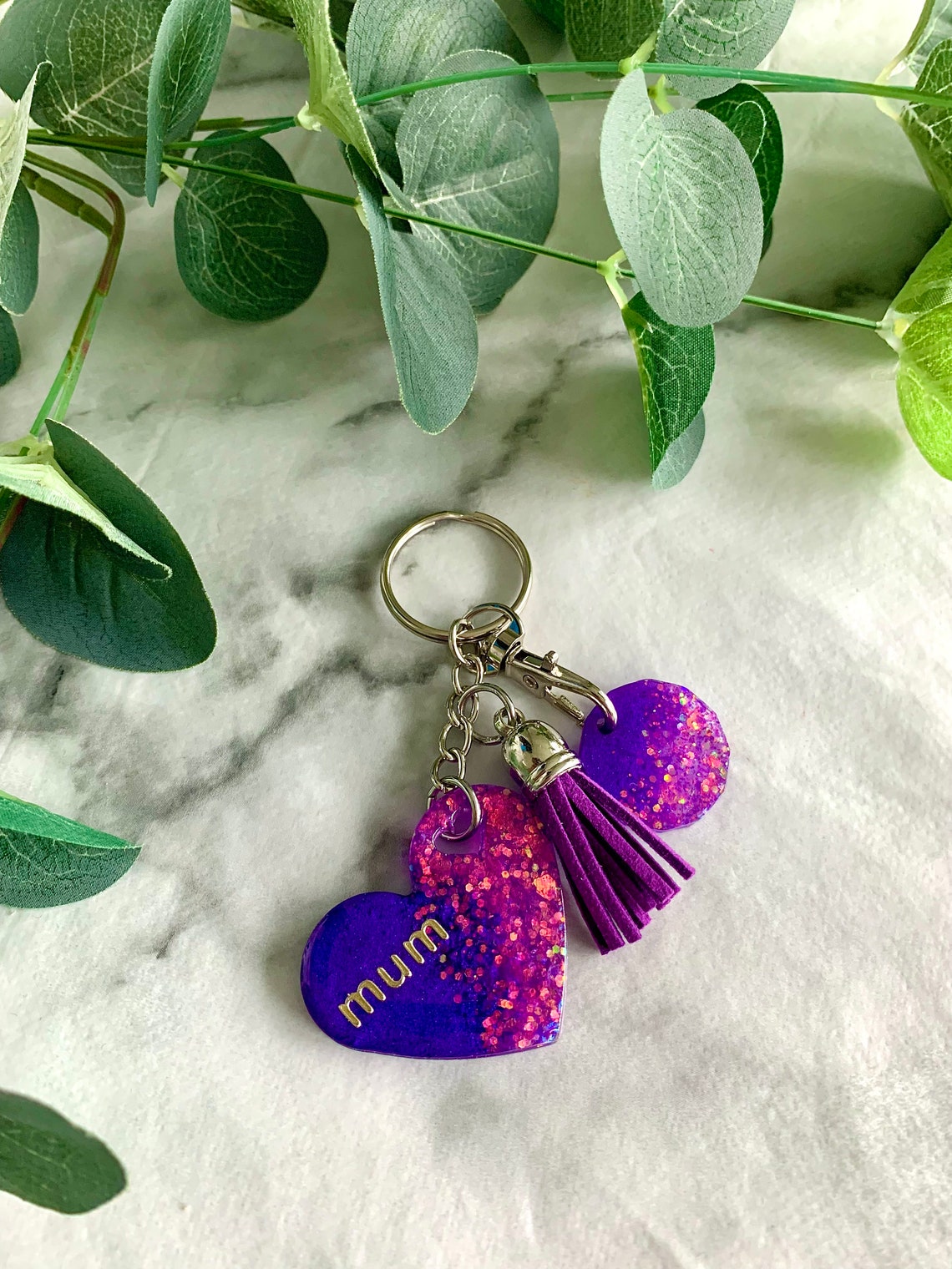 Personalised Mum Keyring Heart and Trolley Coin Keychain // Custom ...
