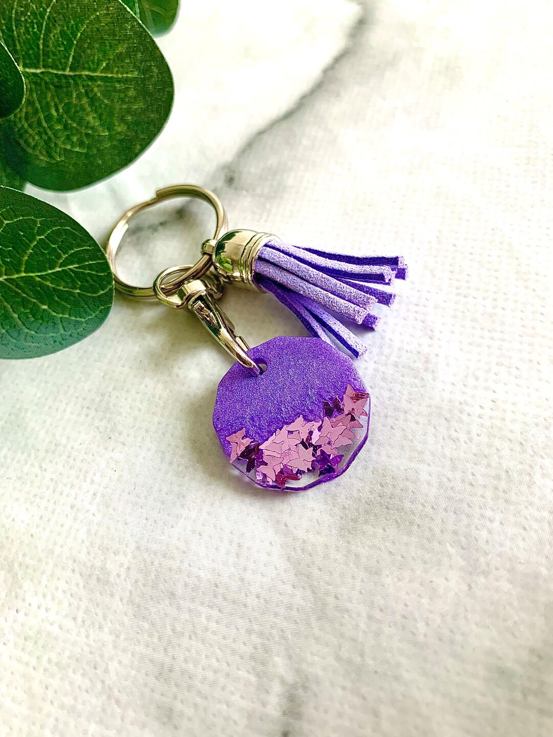 Purple Butterfly Resin Trolley Token With Keyring Clip // Trolley Coin ...