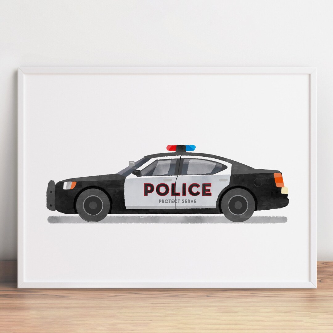 Police Car Print, Police Auto Theme Decor, Boys Printable Wall Art ...
