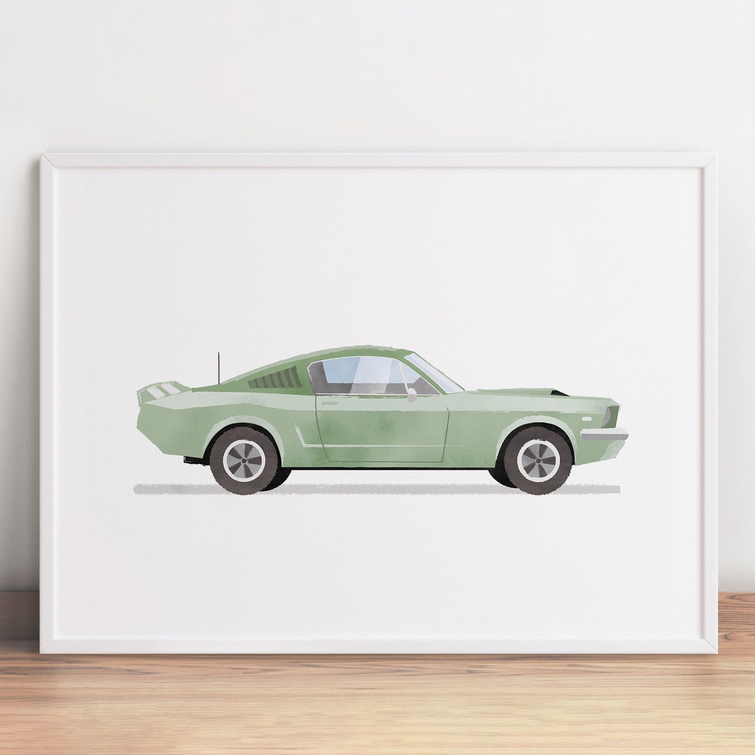 Sage Green Retro Sports Car Print,automobile Wall Art,muscle Car Poster ...