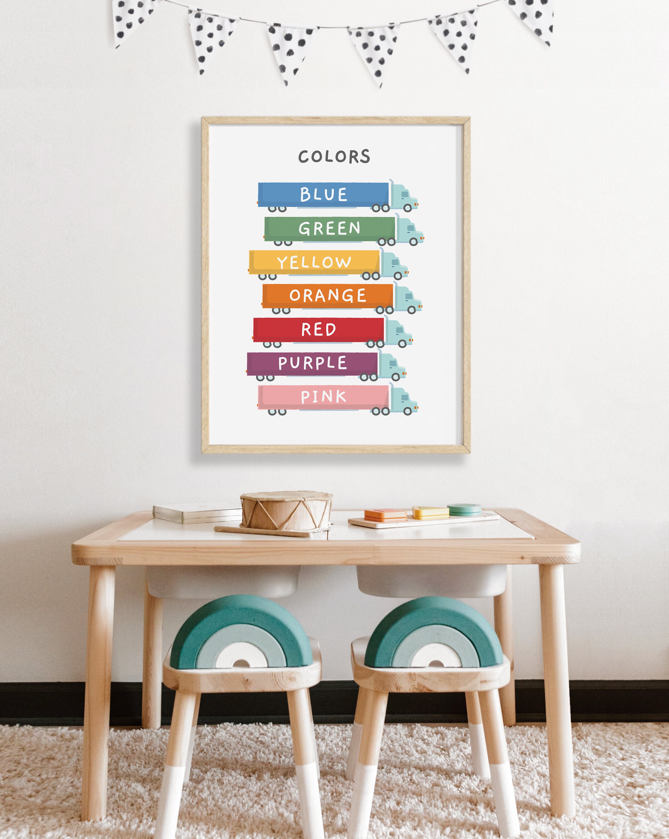 Colors Vehicle Posters, Playroom Learning Prints, Home School Printable ...