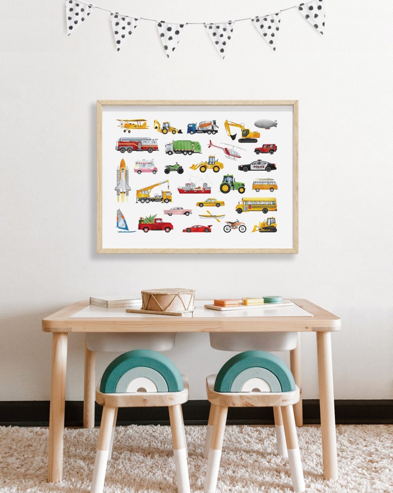 Vehicles Wall Art Transportation Printable Car Art Poster | Etsy