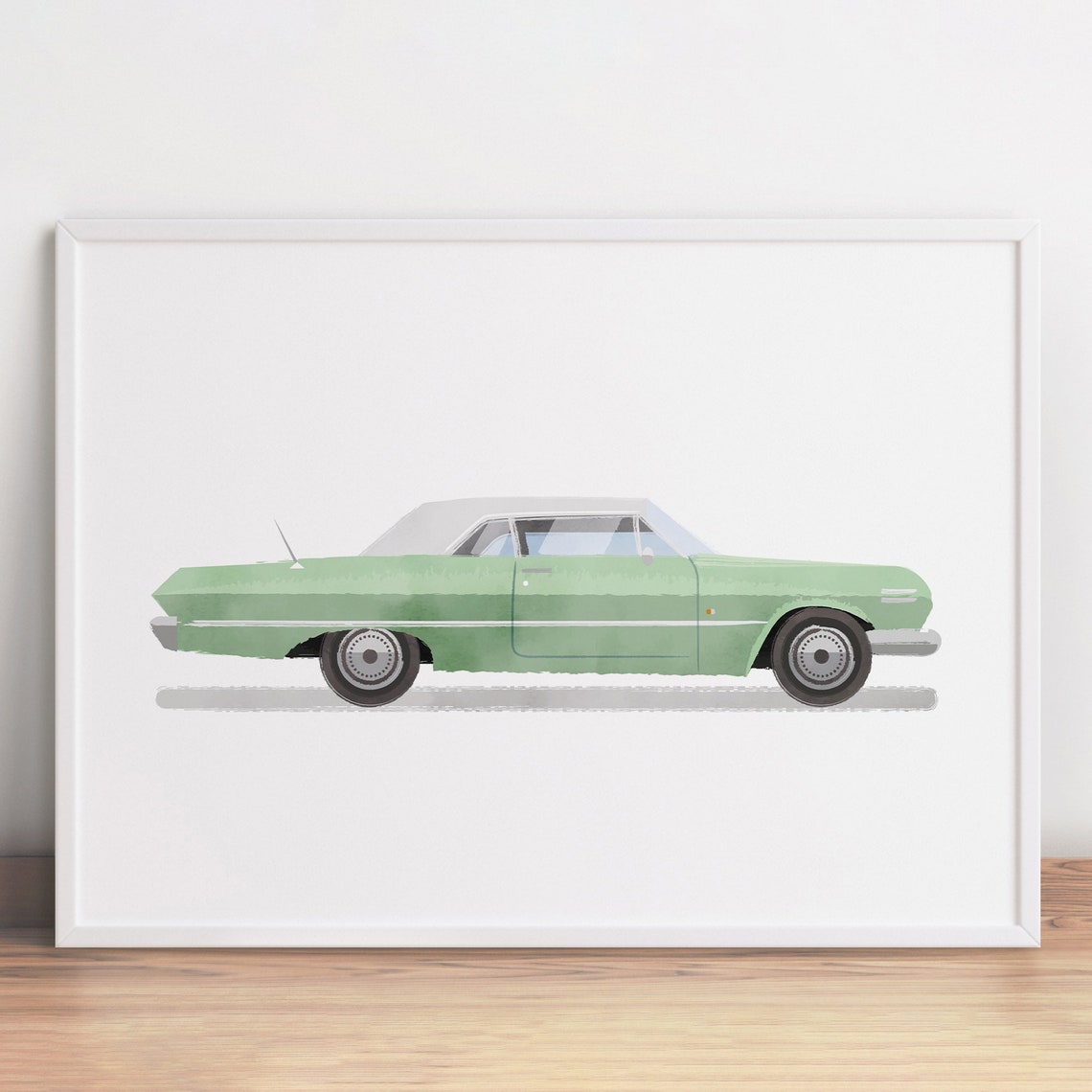 Sage Green Retro Sports Car Print,automobile Wall Art,muscle Car Poster ...
