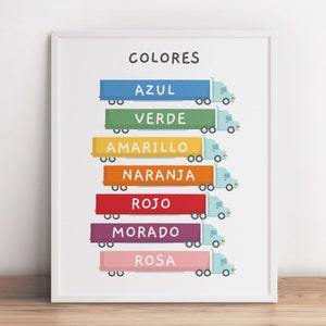 Colors Vehicle Posters, Playroom Learning Prints, Home School Printable ...
