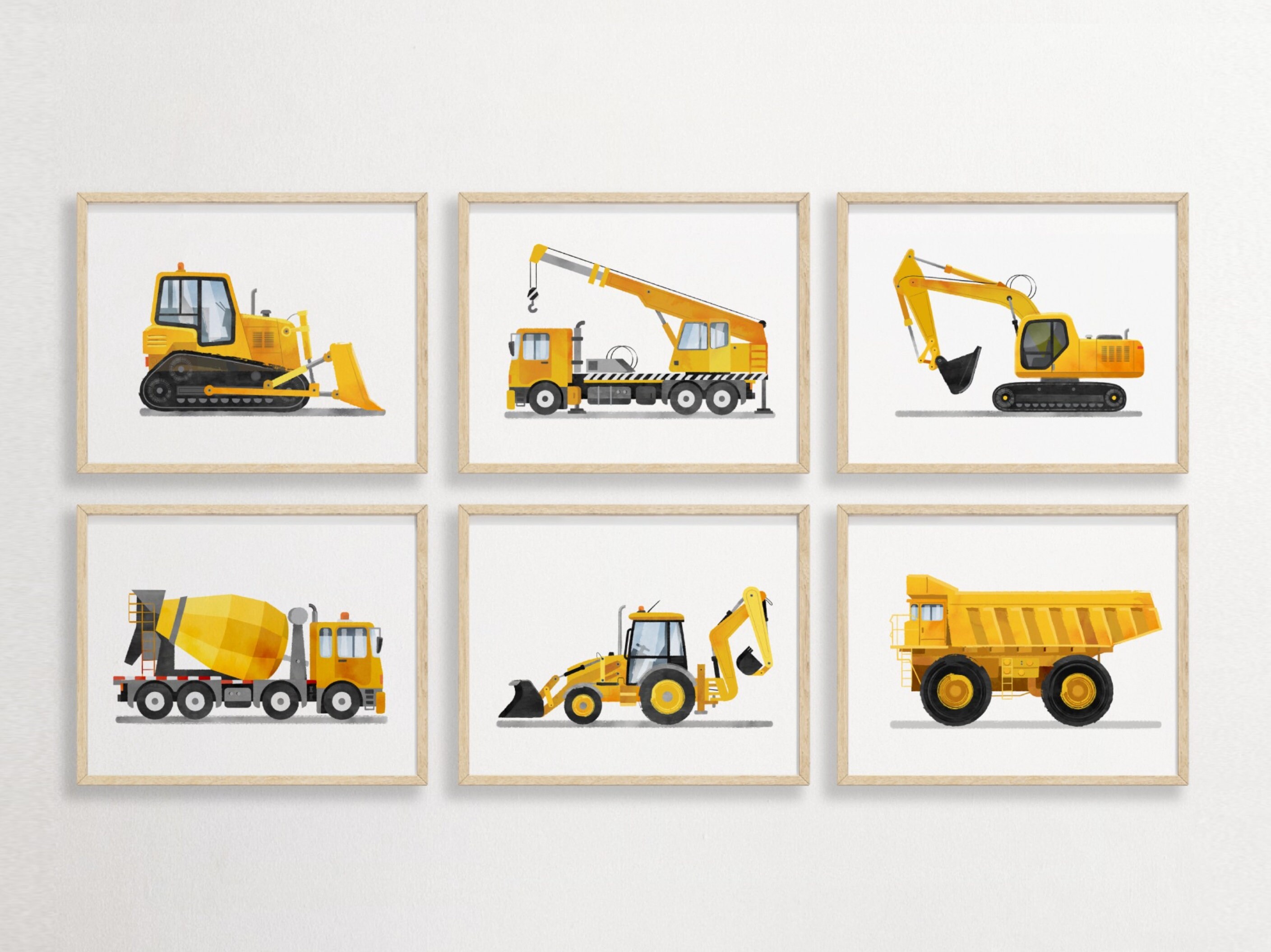 Set of 6 Construction Vehicle Prints Construction Wall Art - Etsy Canada