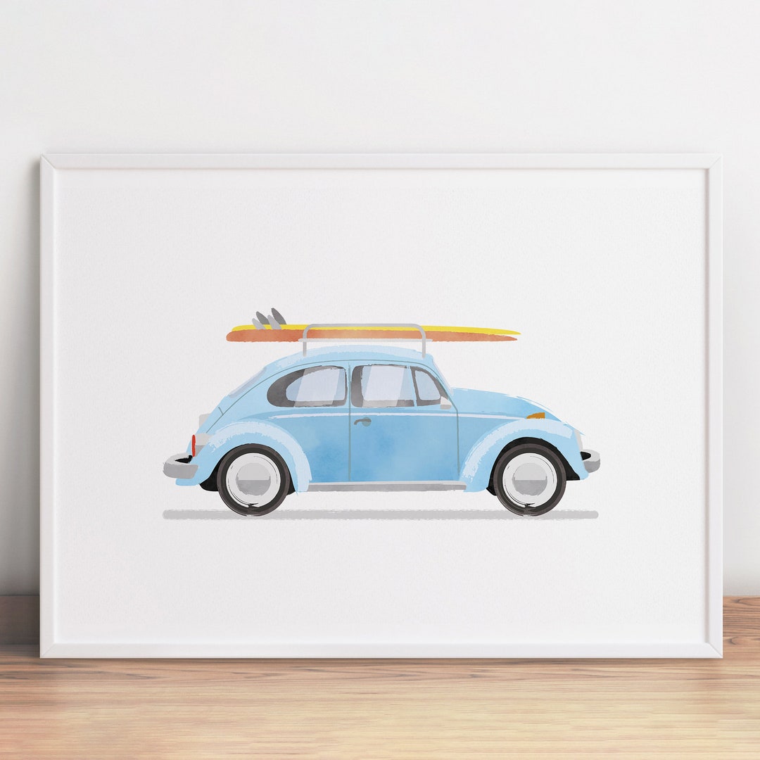 Vintage Surf Car Print, Classic Car Wall Art, Transportation Decor, Big ...