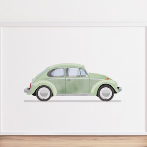 Set of 6 Vintage Sage Green Vehicle Prints, Boys Room Decor, Retro Car ...