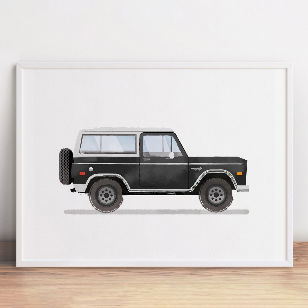 Vintage Offroad Car Print, Black Car Wall Art, Vehicle Printable ...
