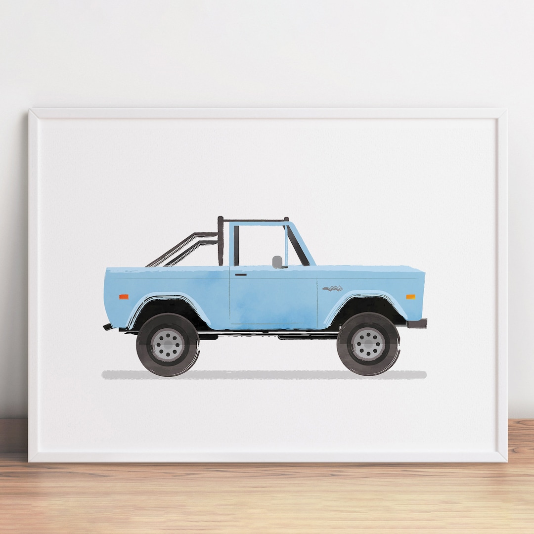 Vintage Truck Print, Baby Blue Car Wall Art, Vehicle Printable, Toddler ...
