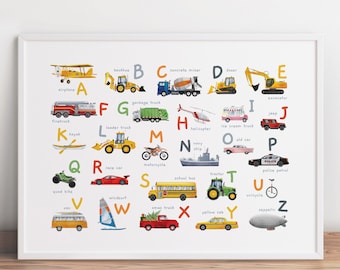 Transportation Alphabet Print, Car ABC, Letters Wall Art, Classroom ...
