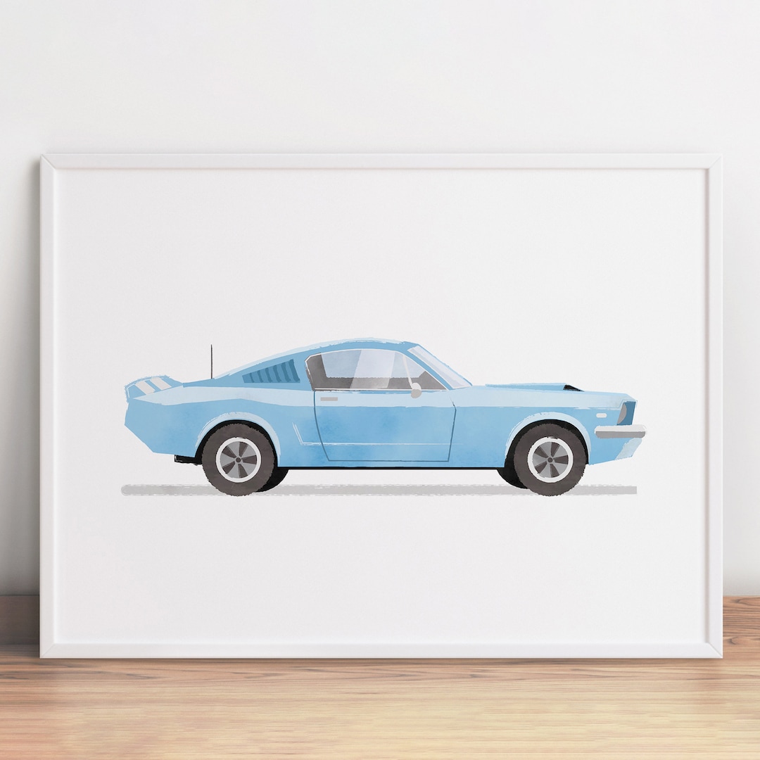 Retro Sports Car Print, Automobile Wall Art, Muscle Car Poster, Kids ...