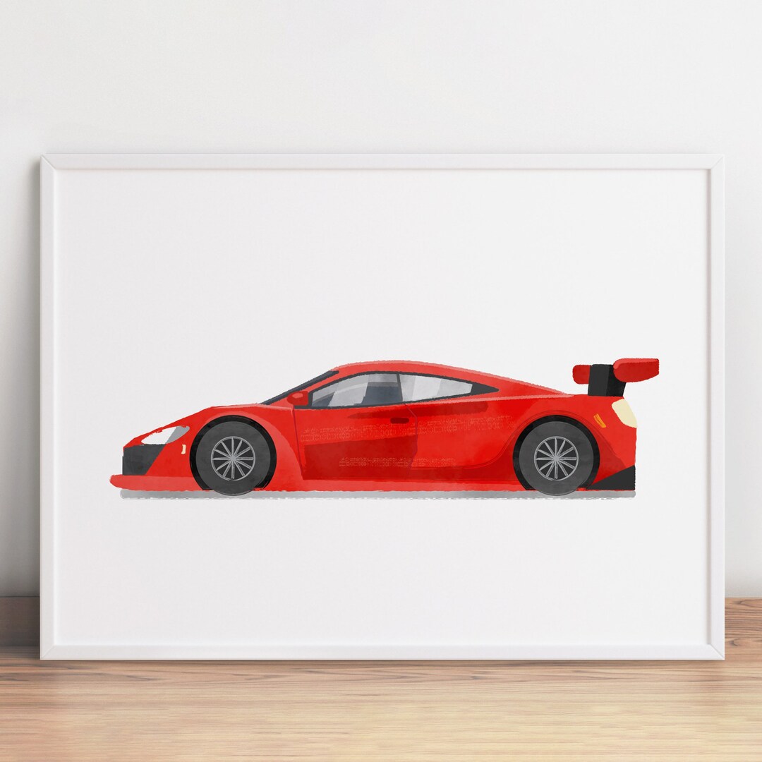 Race Car Print, Printable Art, Sports Car Wall Art, Vehicle Automotive ...