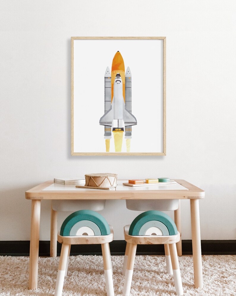 Space Shuttle Print Spaceship Wall Art Rocket Ship Art | Etsy