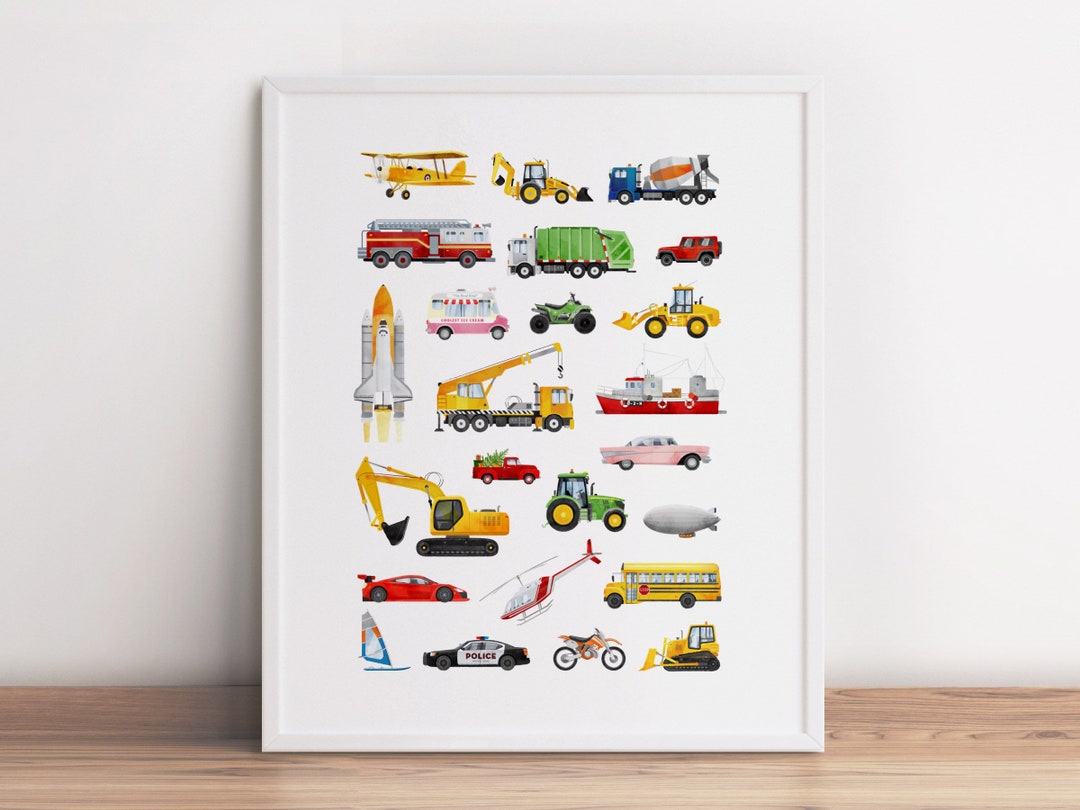 Vehicles Wall Art, Transportation Printable, Car Art Poster ...