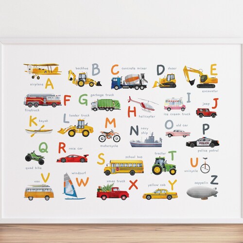 Transportation Alphabet Print Car ABC Letters Wall Art - Etsy