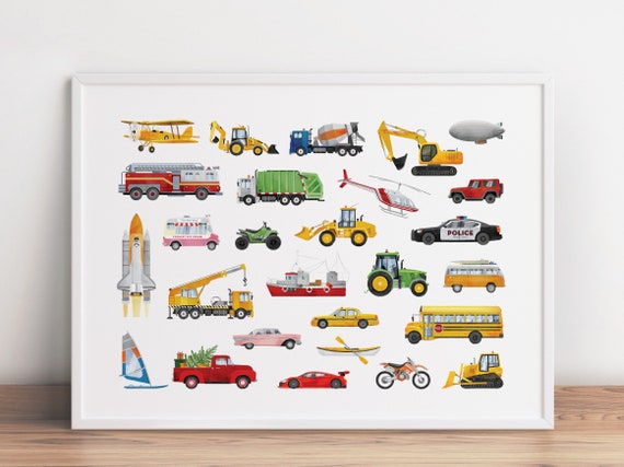 Vehicles Wall Art Transportation Printable Car Art Poster | Etsy