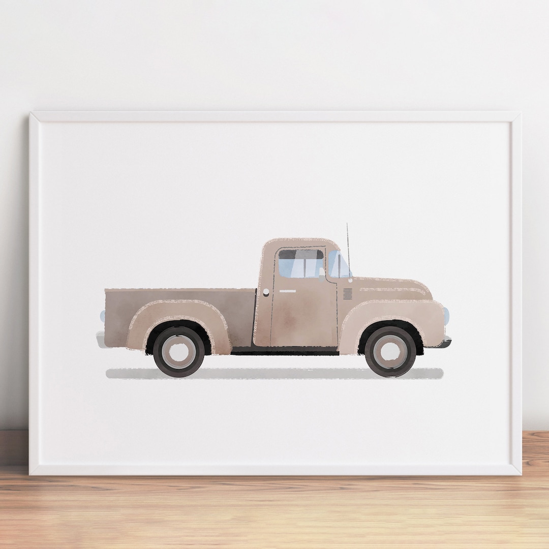 Pickup Truck Print, Classic Car Wall Art, Vehicle Printable, Toddler ...