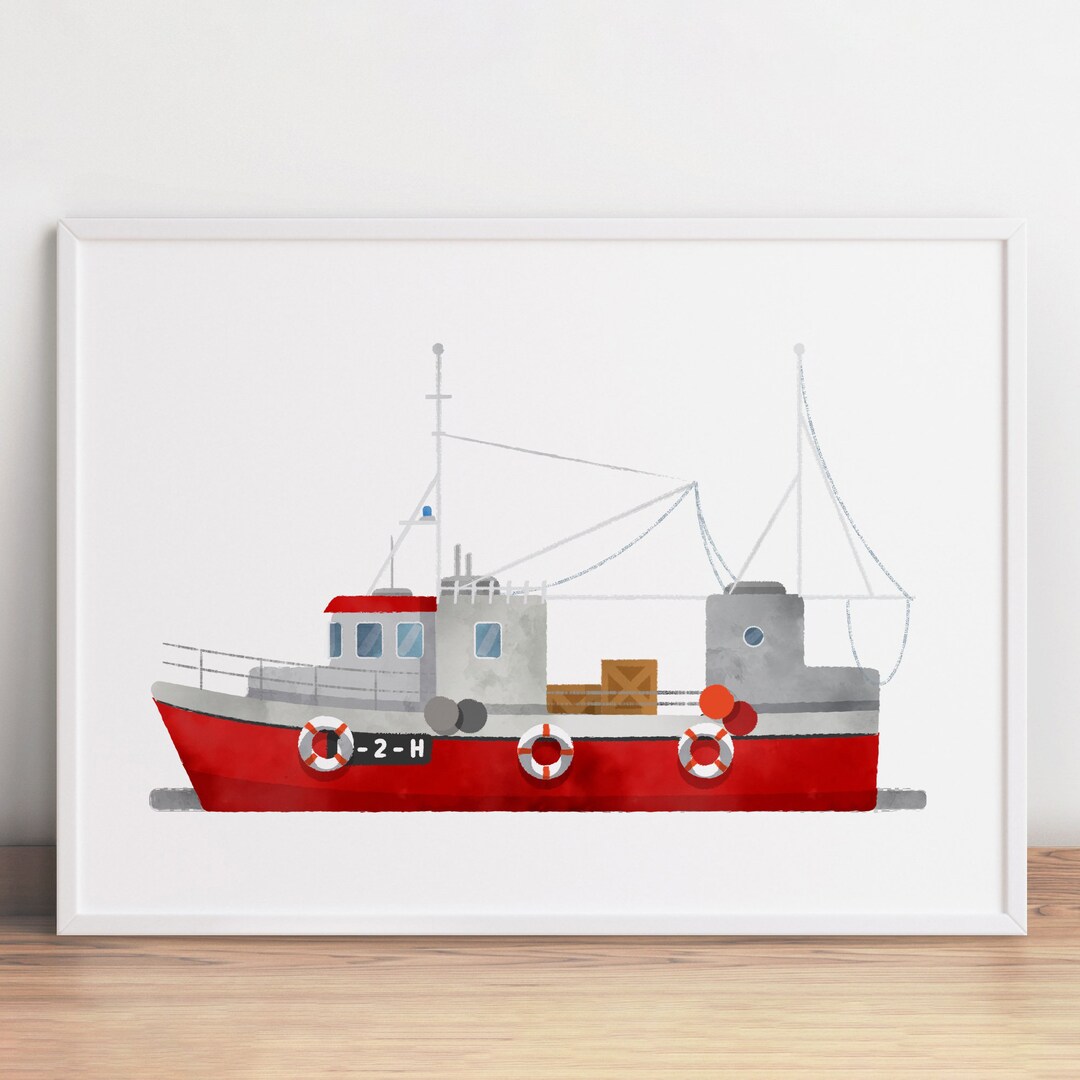 Boat Print, Ship Printable Art, Boy Room Transportation Decor, Kids ...