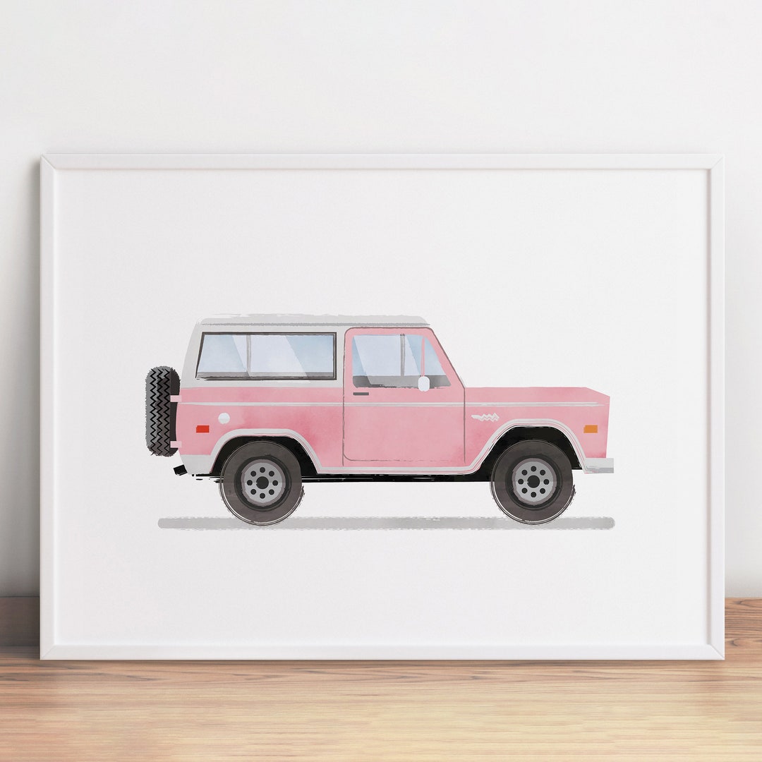 Vintage Pink Offroad Car Print, Pink Car Wall Art, Vehicle Printable ...