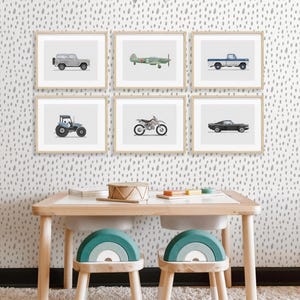 Set of 6 Vehicle Prints, Printable Set, Boys Room Decor, Retro Car ...
