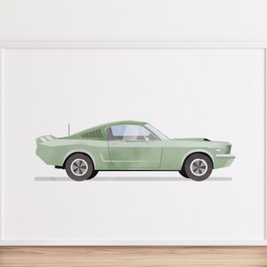 Set of 6 Vintage Sage Green Vehicle Prints, Boys Room Decor, Retro Car ...