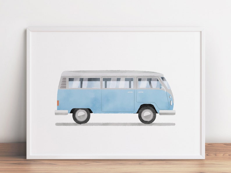Set of 6 Vintage Baby Blue Vehicle Prints, Boys Room Decor, Retro Car ...