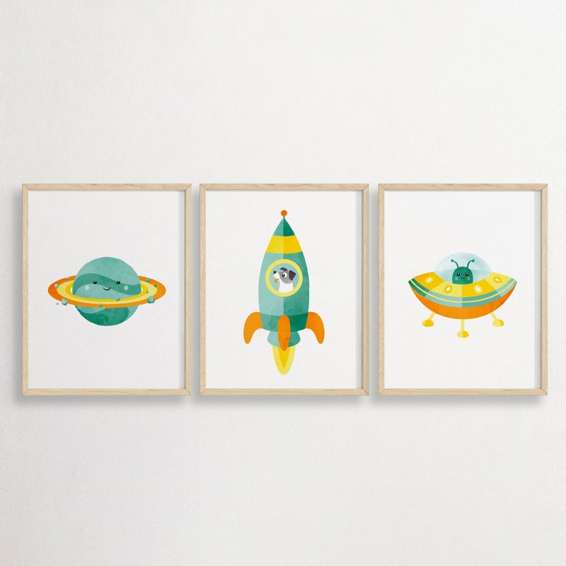 Rocket Ship Wall Art - Etsy