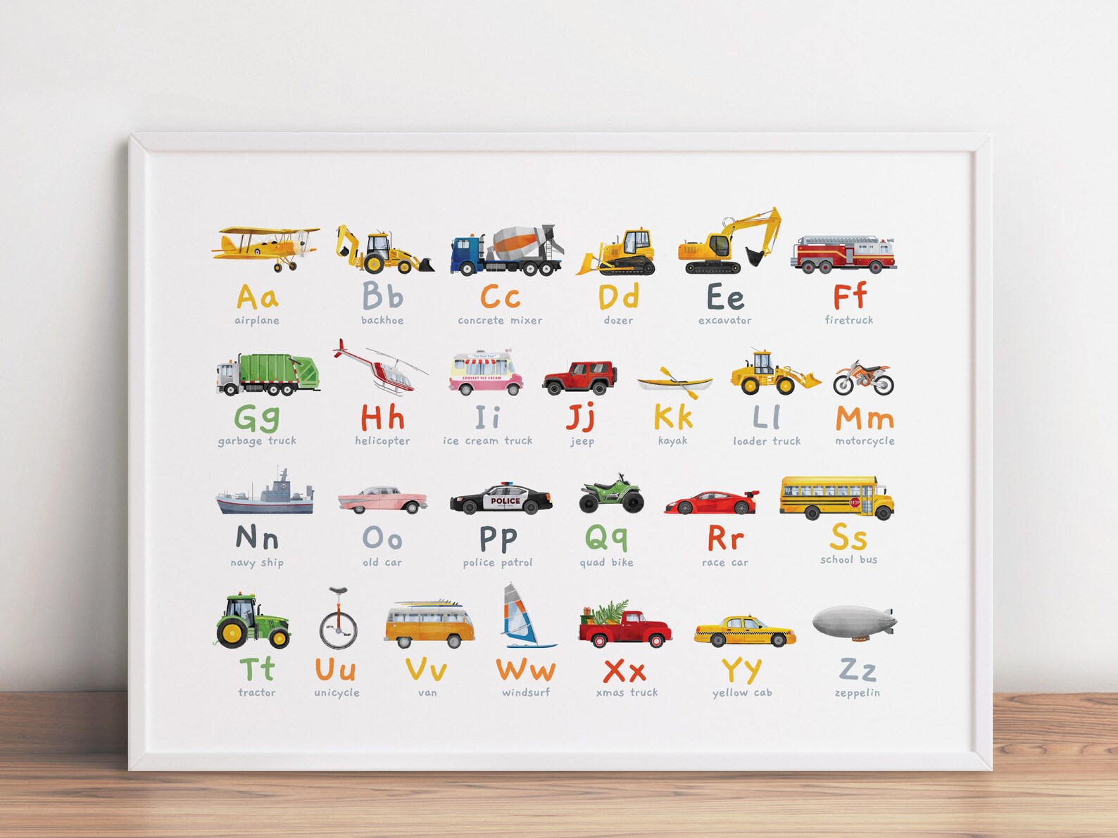 Transportation Alphabet Print Car ABC Letters Wall Art - Etsy