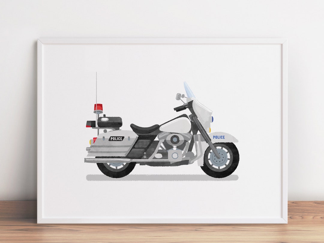 Police Motorcycle Print Police Theme Decor Boys Printable - Etsy