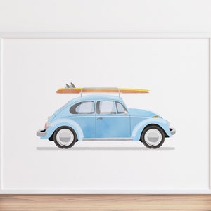 Set of 6 Vintage Baby Blue Vehicle Prints, Boys Room Decor, Retro Car ...