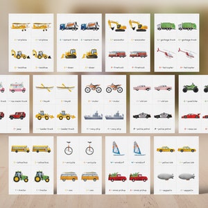 Vehicle Alphabet Cards, Montessori Vocabulary Game, Educational ...