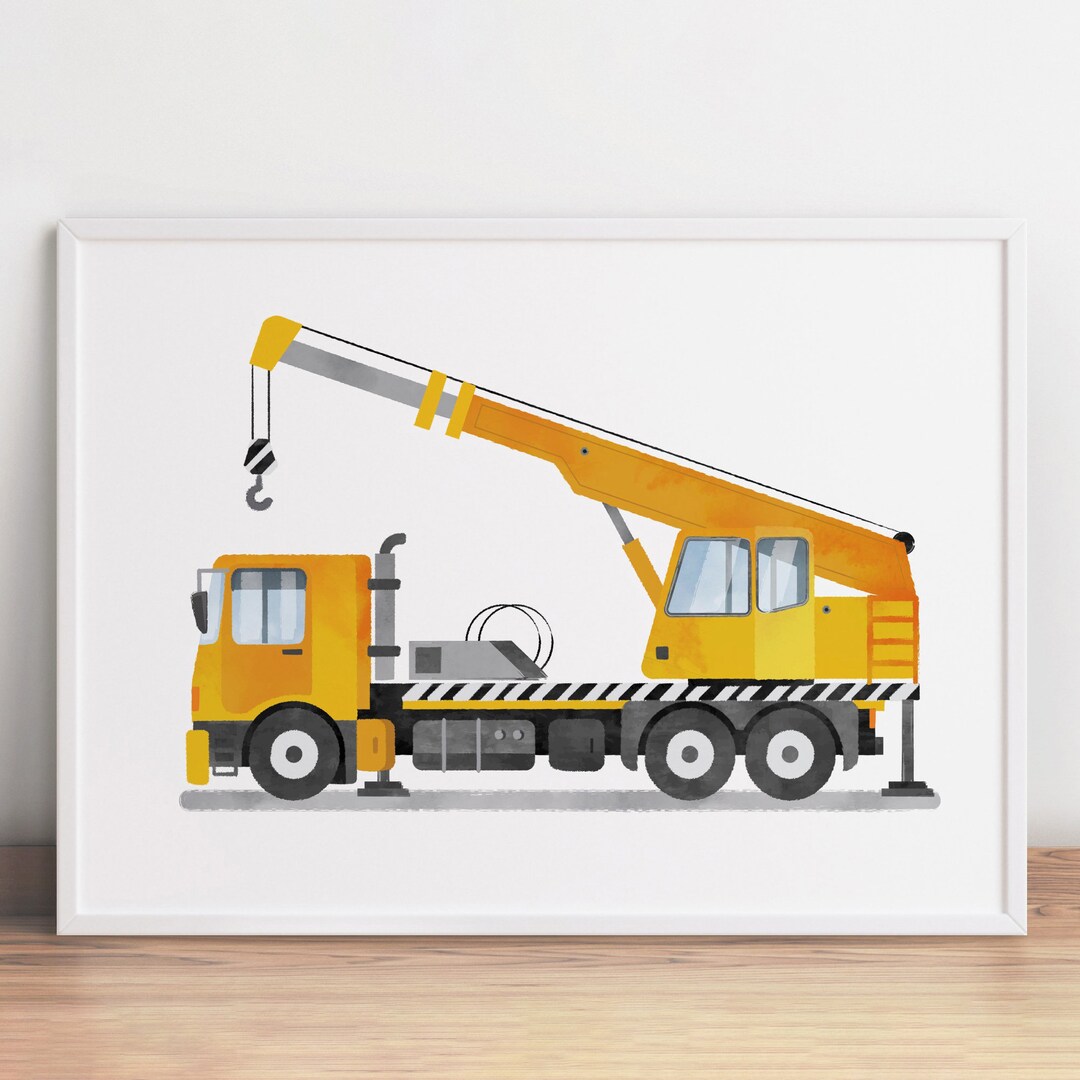 Crane Truck Print, Construction Printable, Nursery Decor, Toddler Room ...