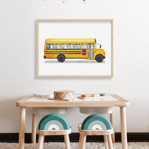 School Bus Print, Transportation Art, Car Art Decor, Printable ...