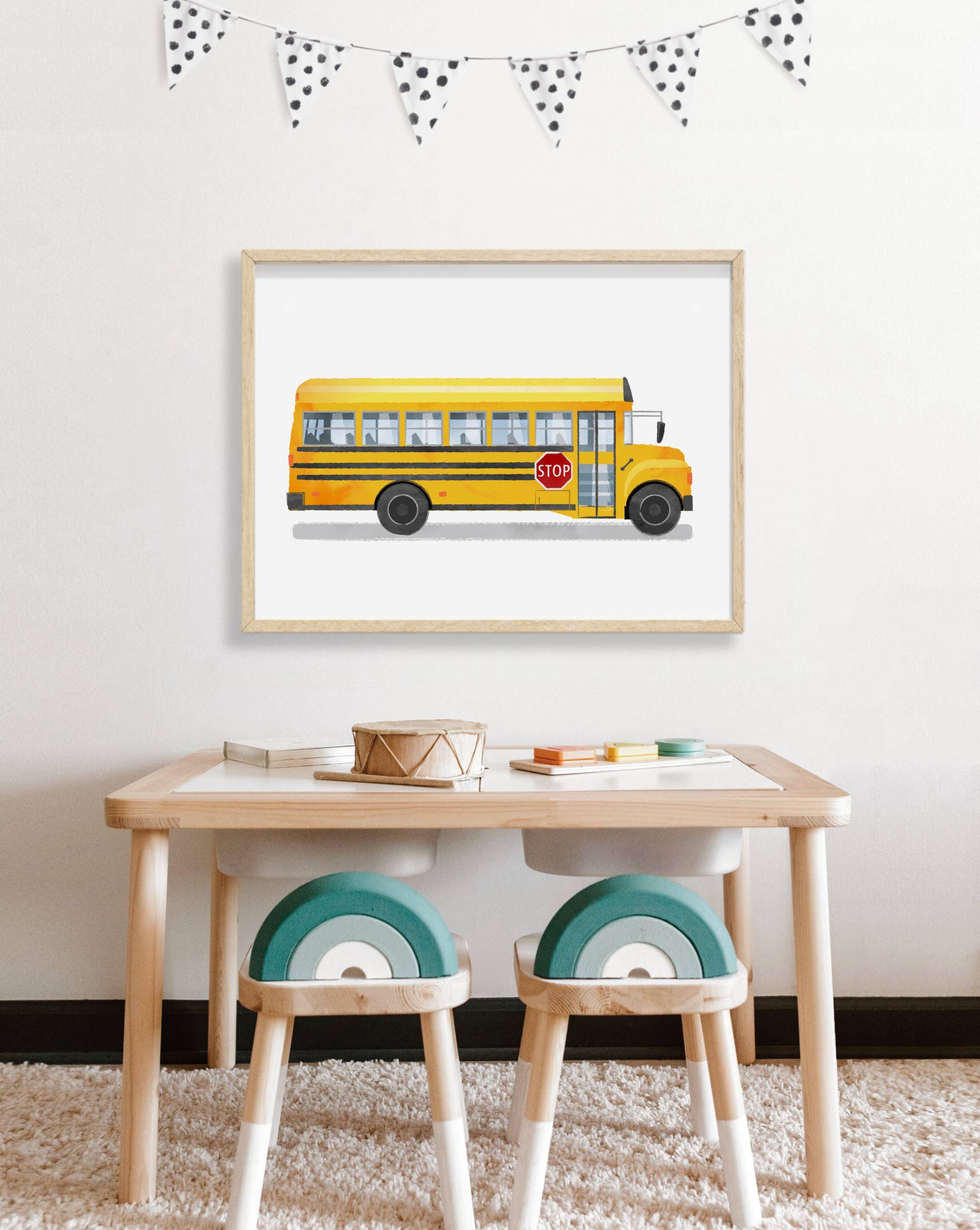 School Bus Print Transportation Art Car Art Decor Printable - Etsy