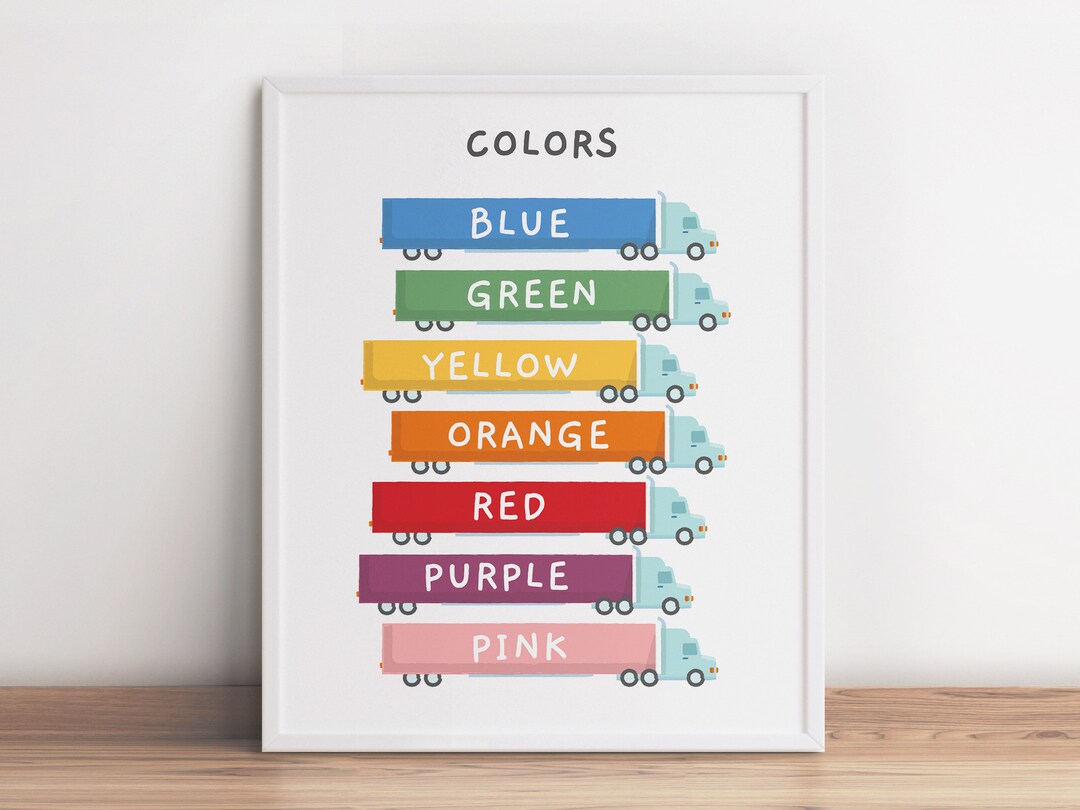 Colors Vehicle Posters, Playroom Learning Prints, Home School Printable ...