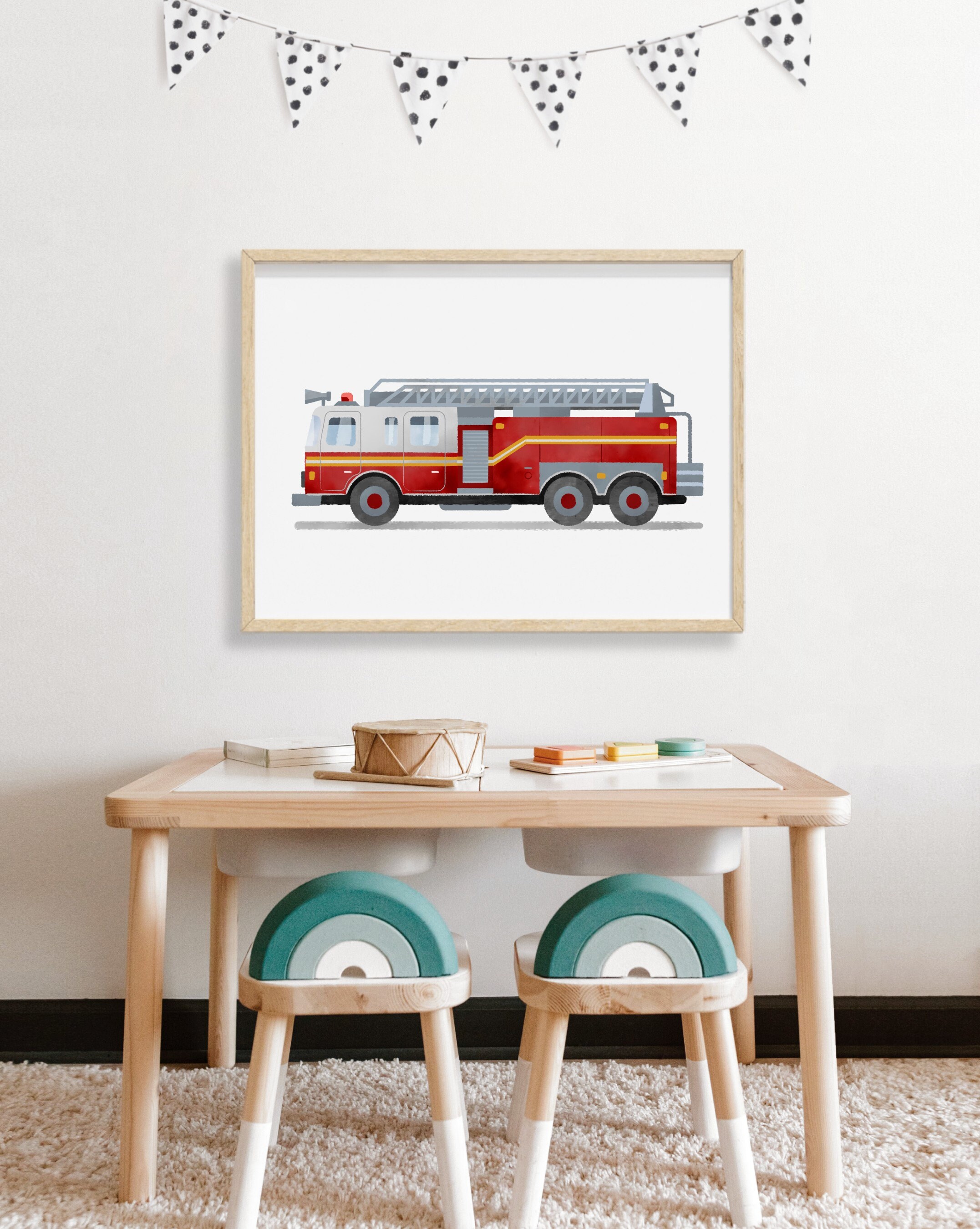 Fire Truck Print Fire Engine Art Fire Truck Decor Boy - Etsy