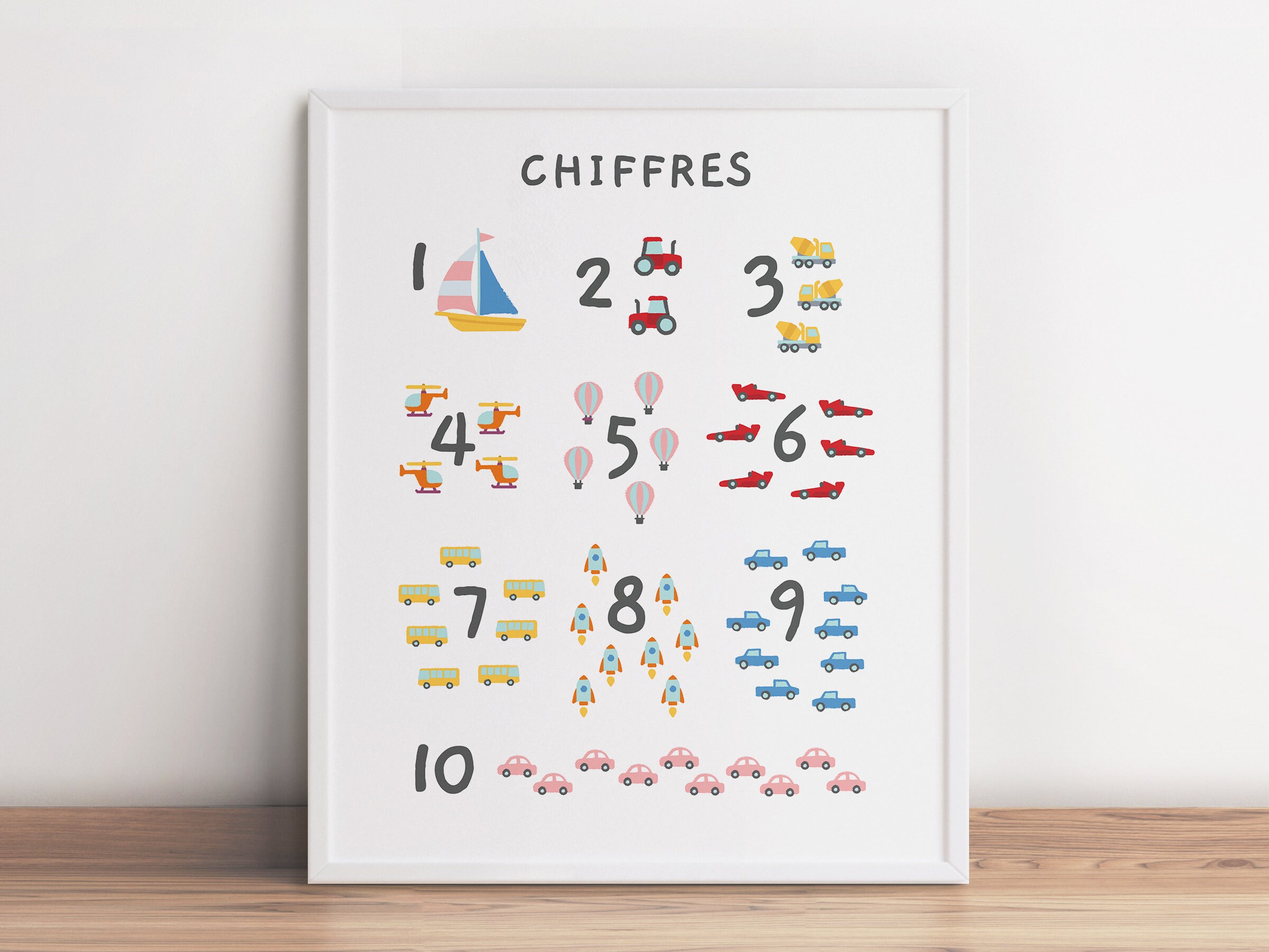 Numbers Vehicle Posters Playroom Learning Prints Home School - Etsy