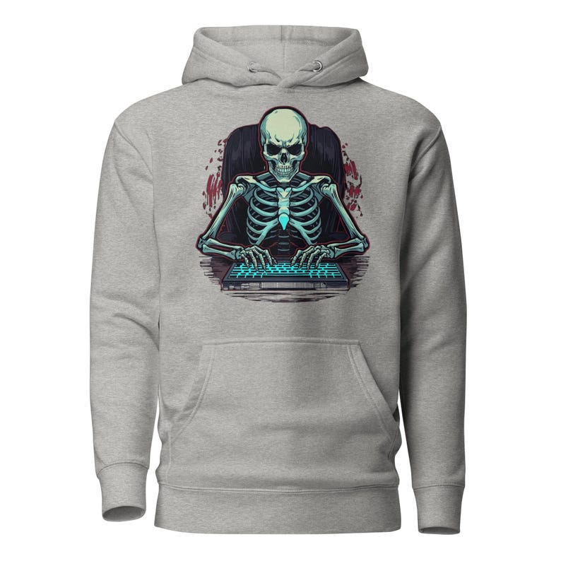 Skeleton Typing at Glowing Keyboard Hoodie – Funny Halloween IT Hoodie ...