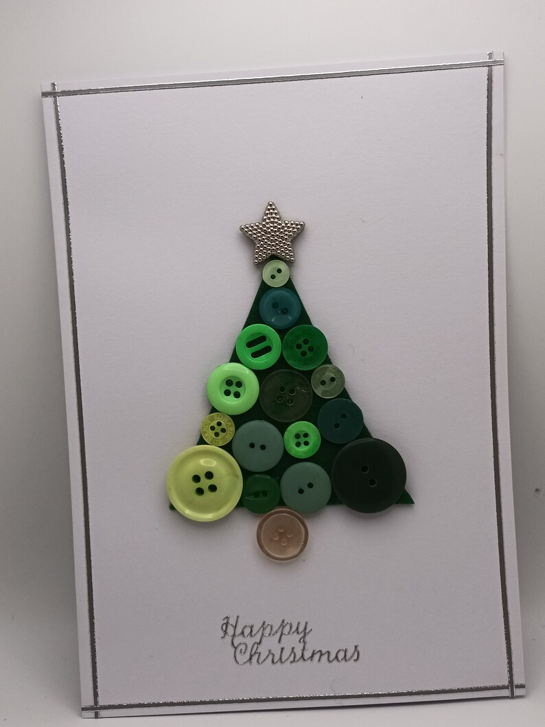 Button Christmas Tree Cards - Etsy