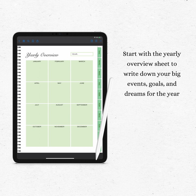 Classic Green Watercolor Digital Planner, iPad Planner, Undated Planner ...