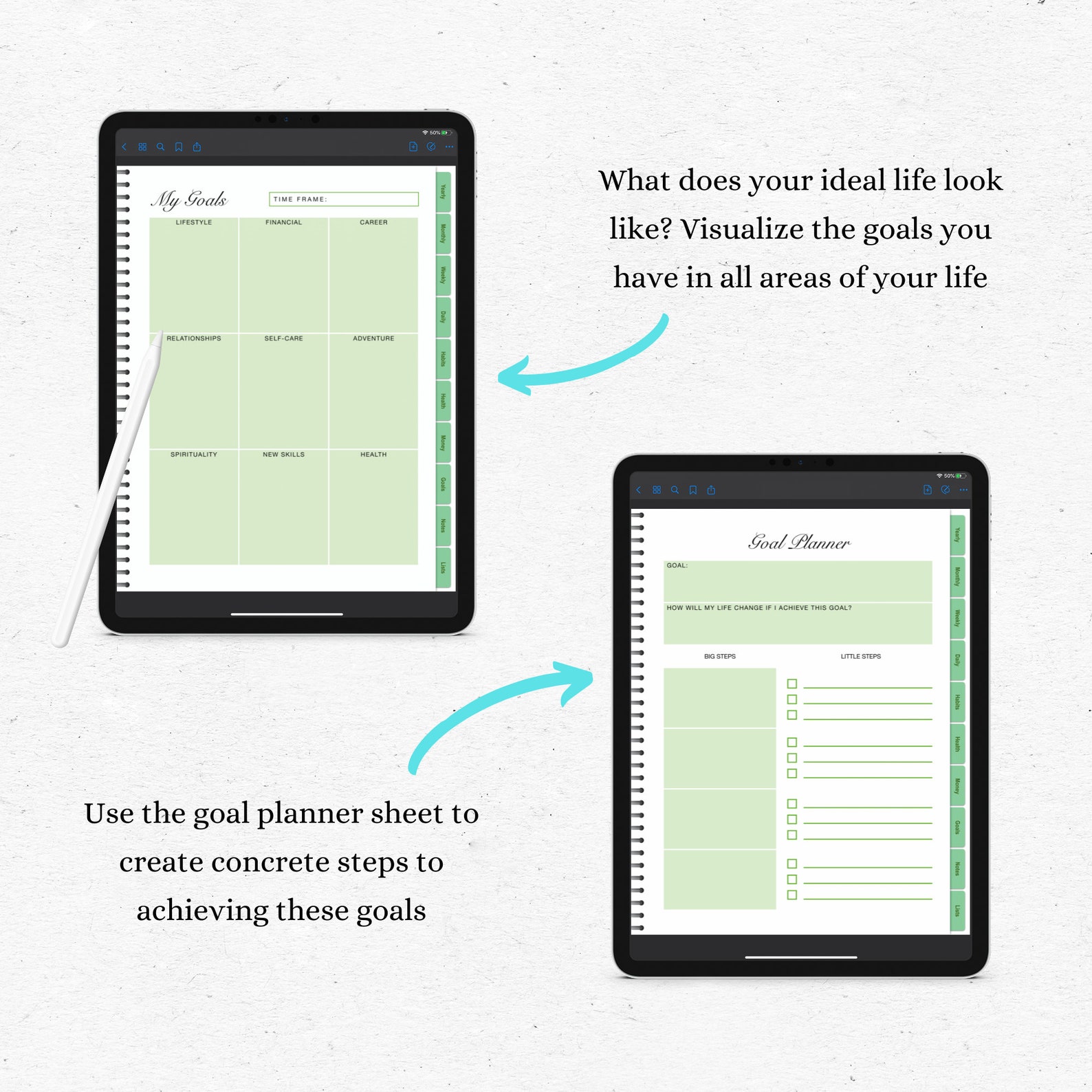 Classic Green Watercolor Digital Planner, iPad Planner, Undated Planner ...