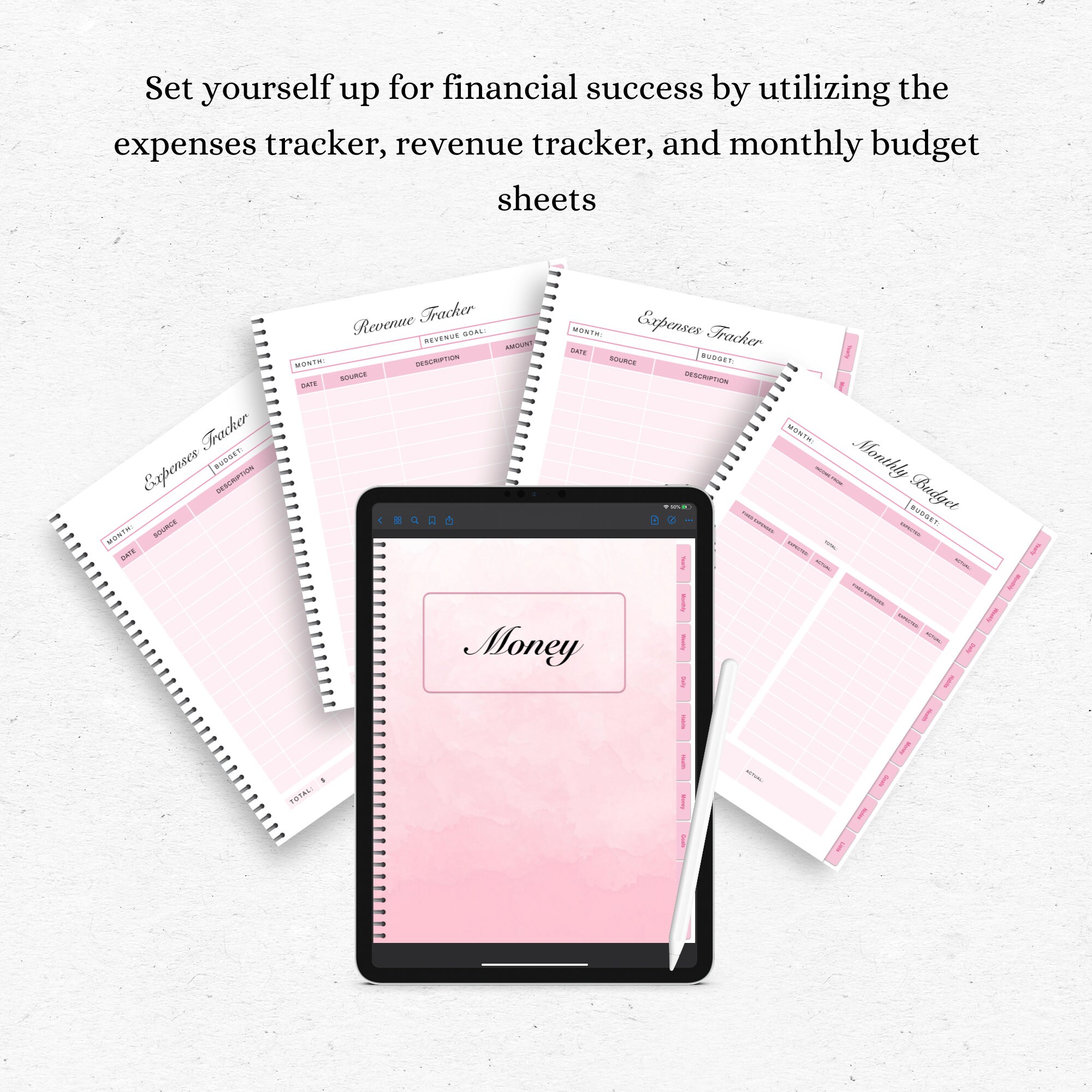 Classic Pink Watercolor Digital Planner, iPad Planner, Undated Planner ...